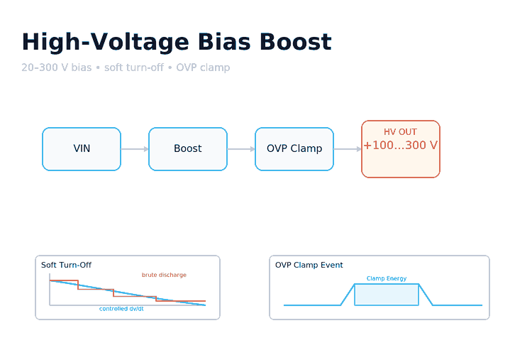High-Voltage Bias Boost: Soft Off, OVP & Ripple Control