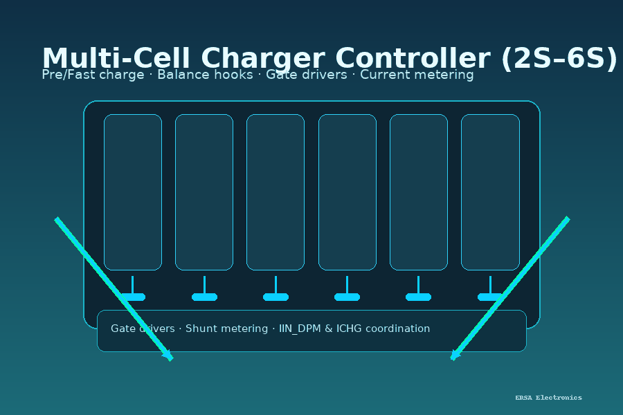 Multi-Cell Charger Controller ICs for 2S–6S Packs