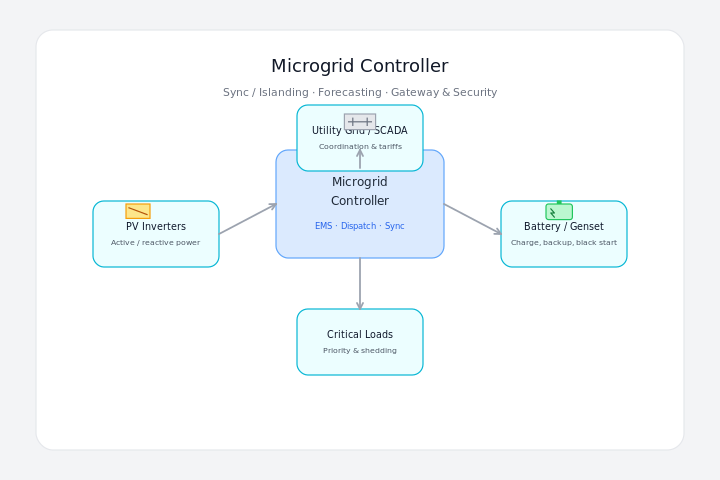 Microgrid Controller for Sync, Islanding and EMS