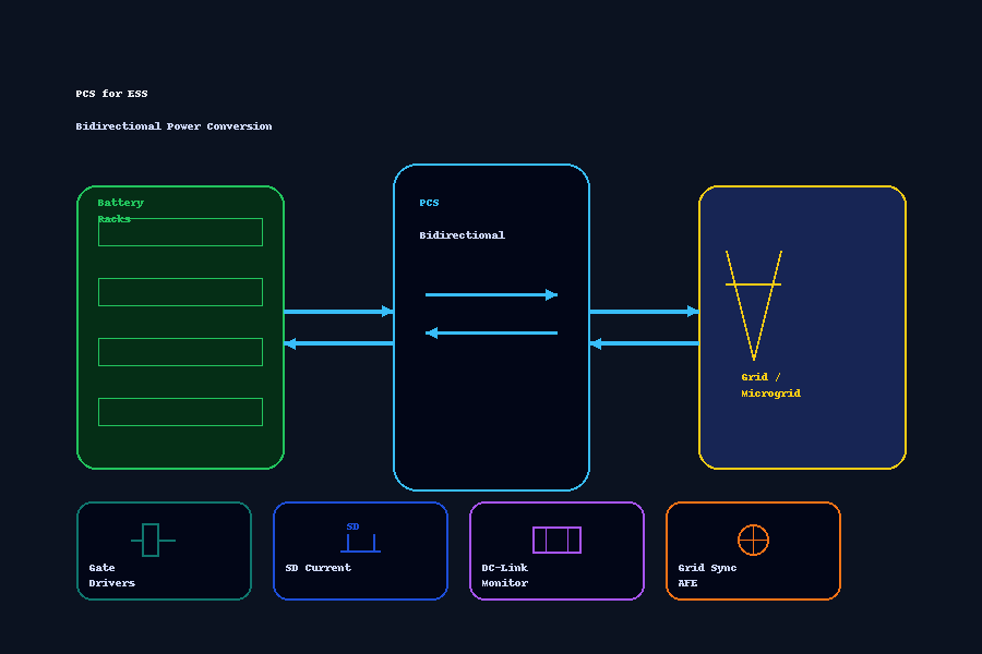 Bidirectional PCS for ESS – Drivers & Grid Sync