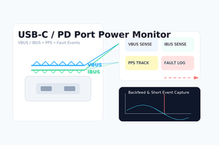 USB-C / PD Port Power Monitor for VBUS/IBUS & PPS