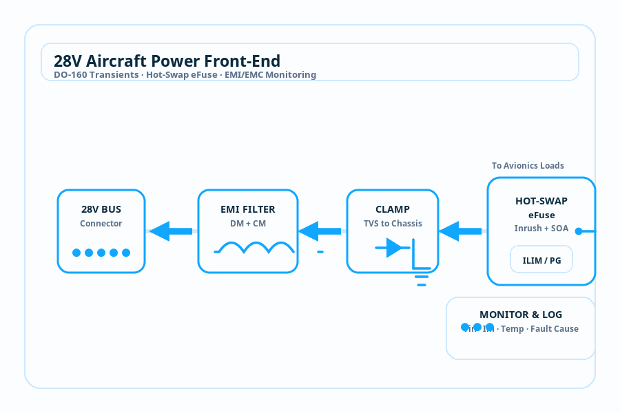28V Aircraft Power Front-End: DO-160 Surge & eFuse