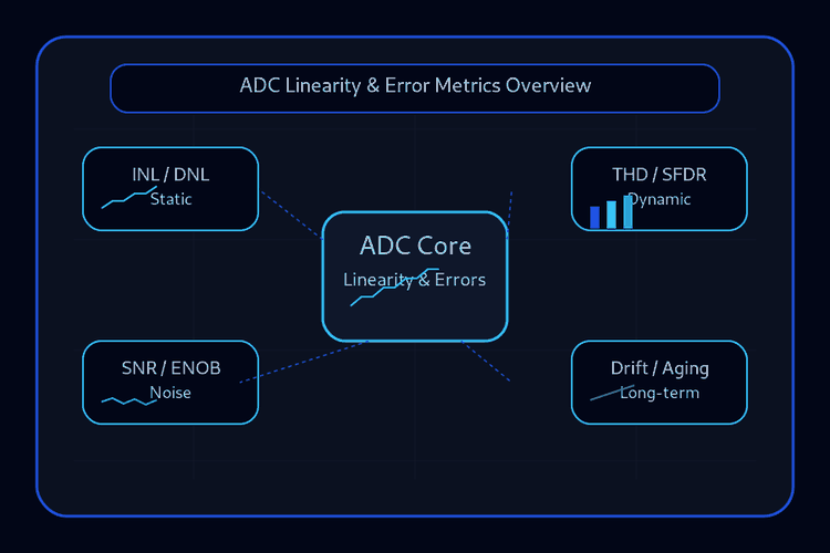 ADC Linearity & Error Metrics: INL, DNL, SNR, SFDR