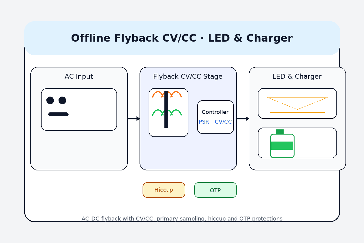 CV/CC Offline LED Driver & Charger Flyback Design