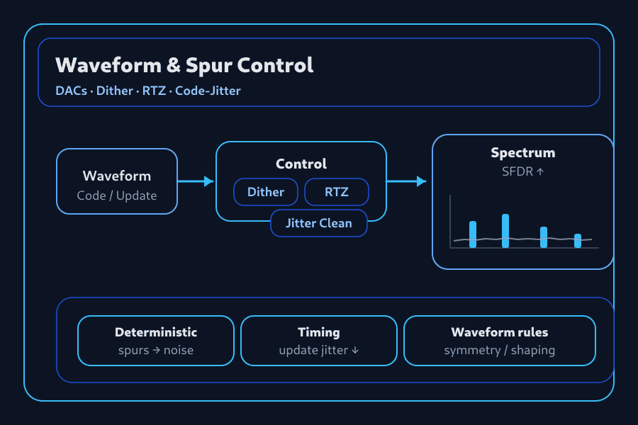 Waveform & Spur Control for DACs: Dither, RTZ, SFDR