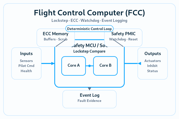 Flight Control Computer (FCC): Lockstep, ECC & Watchdog