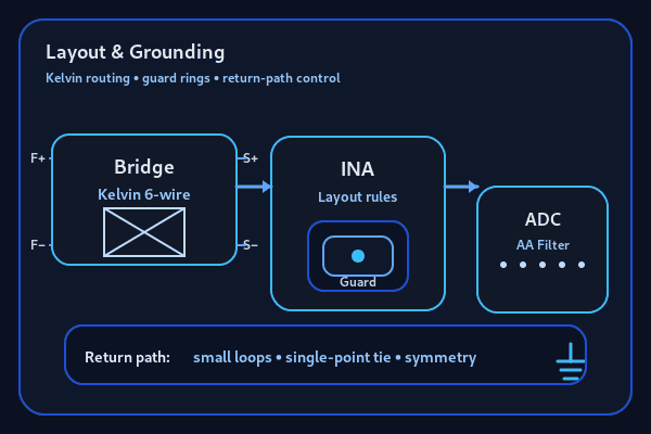 INA Layout & Grounding: Kelvin Routing & Guard Rings