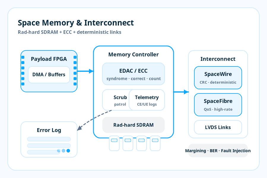 Space Memory & Interconnect: Rad-Hard SDRAM, ECC, Links