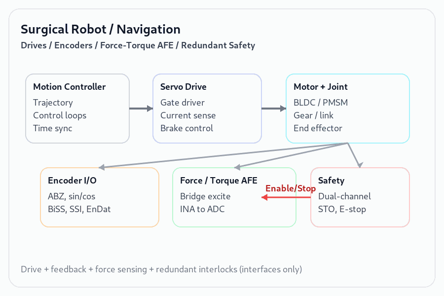 Surgical Robot Control: Drives, Encoders & Safety