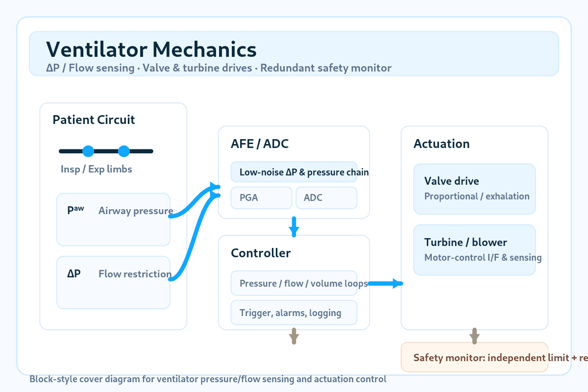 Ventilator Mechanics: ΔP/Flow Sensing & Drive Control