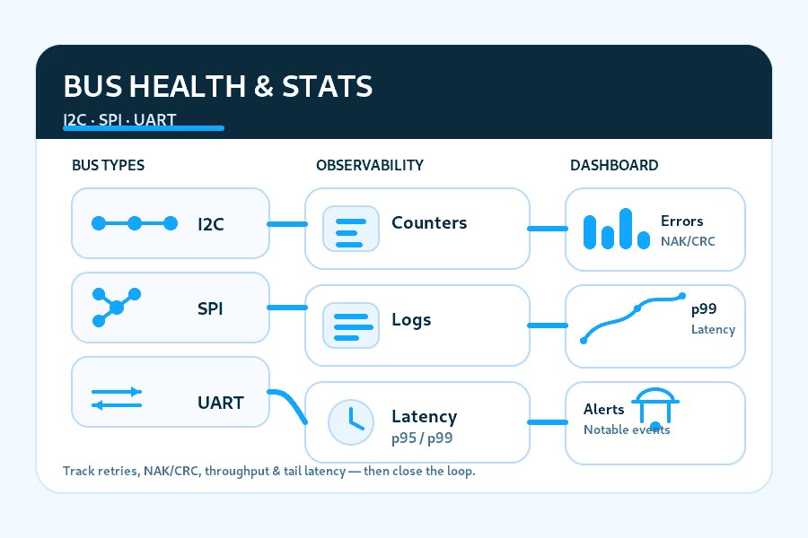 I2C/SPI/UART Bus Health & Stats: Metrics & Logging