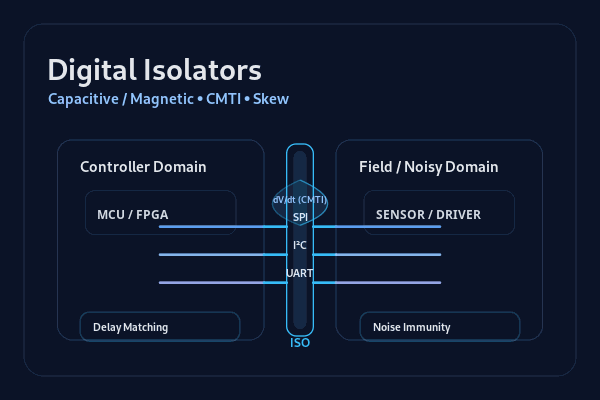 Digital Isolators: Capacitive/Magnetic, CMTI & Skew