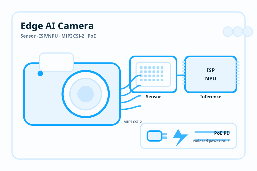 Edge AI Camera Design: Sensor, ISP, MIPI, PoE Power
