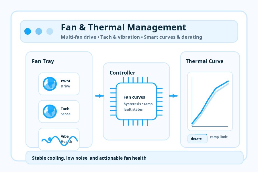 Fan & Thermal Management: Curves, Tach, Vibration