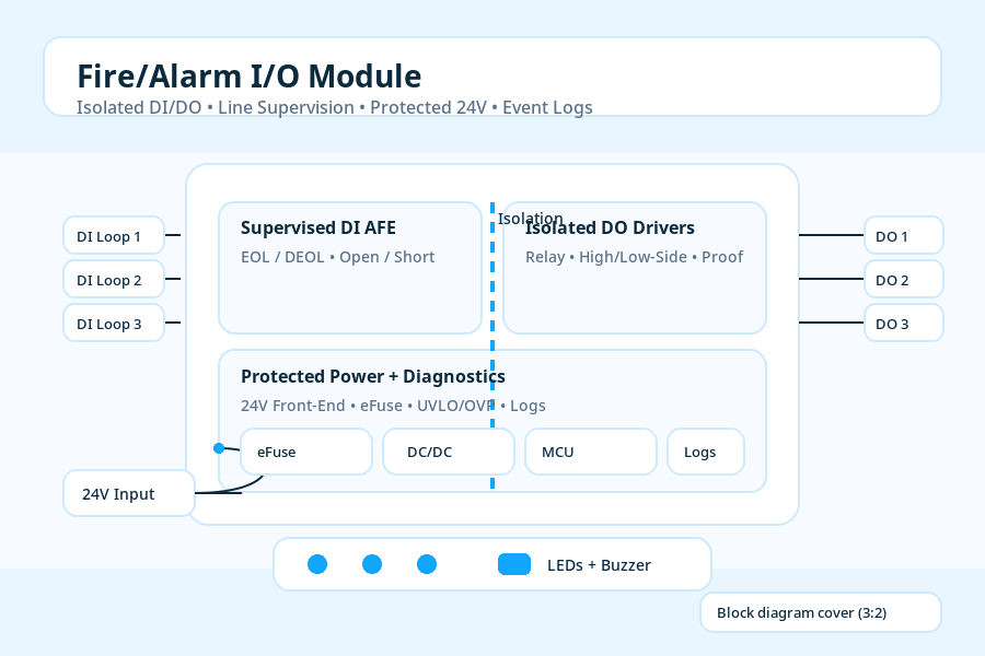 Fire/Alarm I/O Module: Supervised Isolated DI/DO