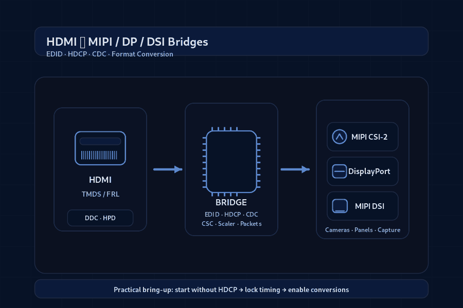 HDMI↔MIPI/DP/DSI Bridge Guide: EDID & HDCP