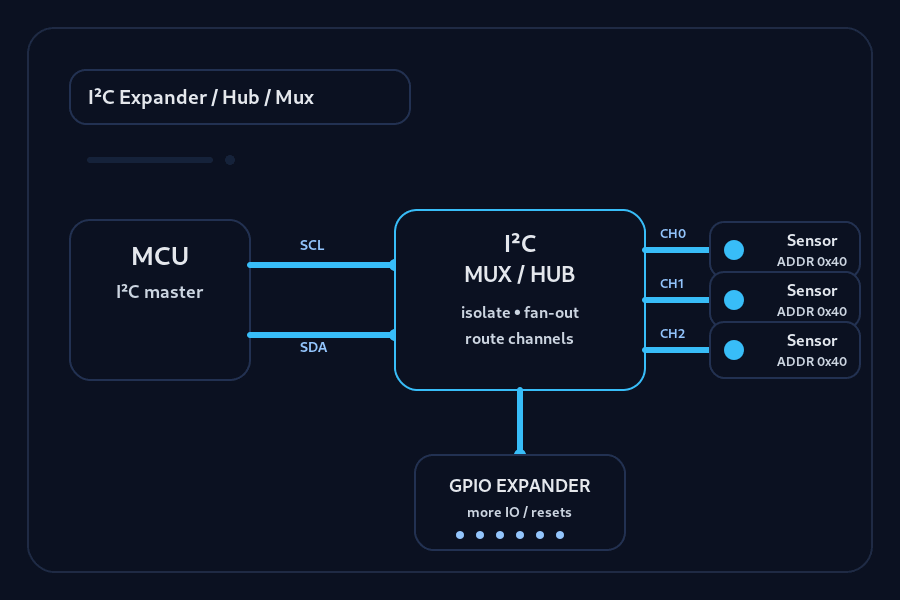 I²C Expander, Hub & Mux: Address Conflicts, Isolation, Fan-Out
