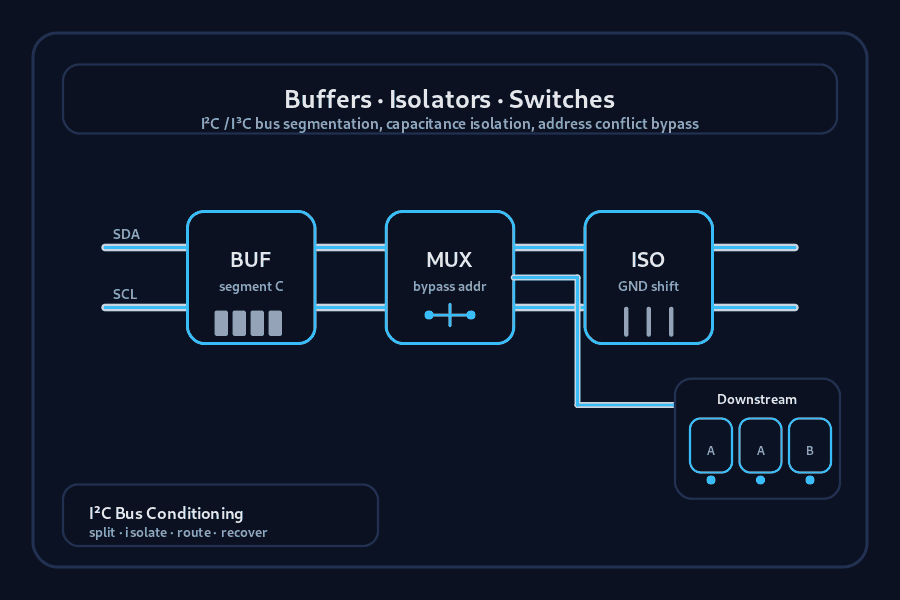 I²C Bus Buffers, Isolators & Switches: Segment & Fix Conflicts