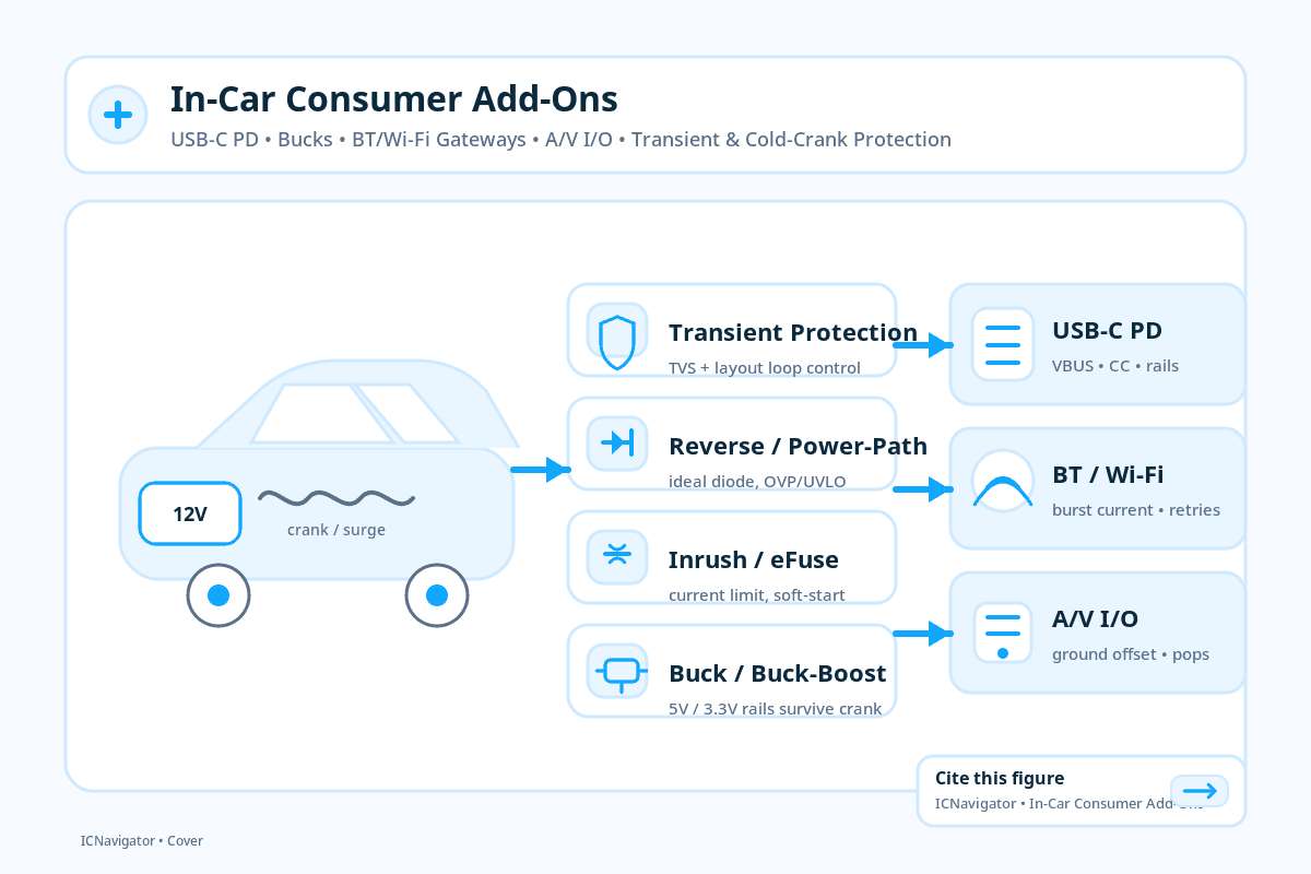 In-Car Consumer Add-Ons: USB-C PD, Power & Protection