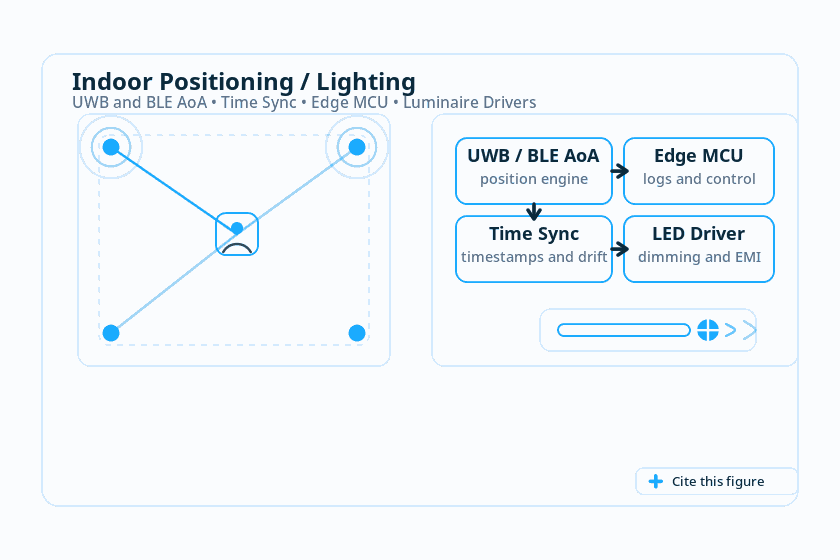 Indoor Positioning Lighting: UWB & BLE AoA + Drivers