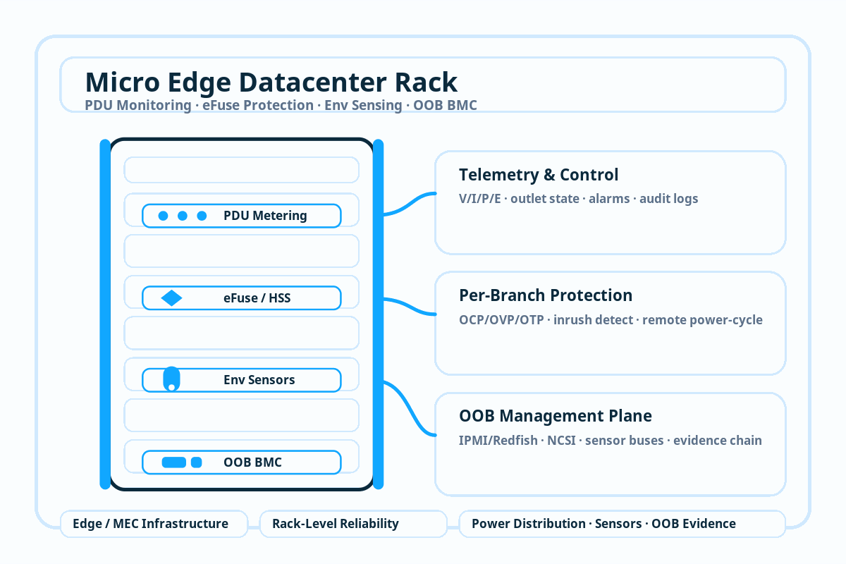Micro Edge Datacenter Rack: PDU, OOB & Telemetry