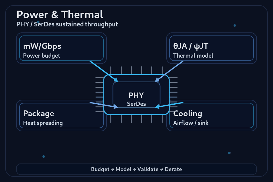 Power & Thermal for PHY/SerDes: mW/Gbps to Cooling