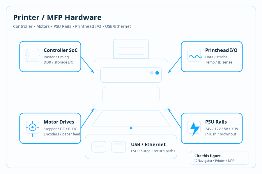 Printer / MFP Hardware: Controller, Motors, Power & I/O