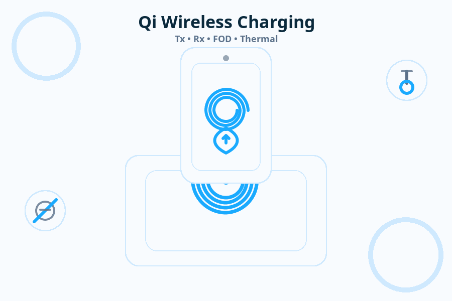 Qi Wireless Charging: Tx/Rx Power Path, FOD & Thermal
