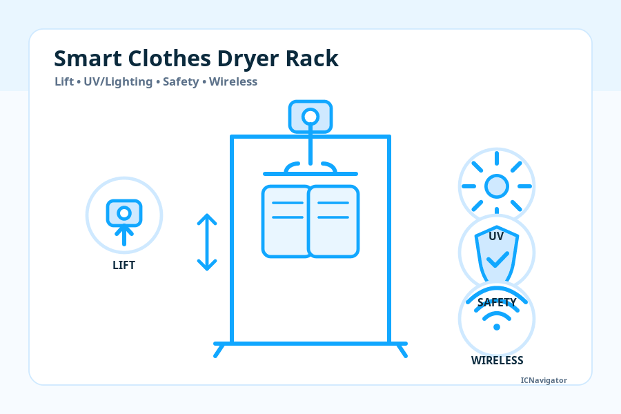 Smart Clothes Dryer Rack Control: Motor, UV, Safety