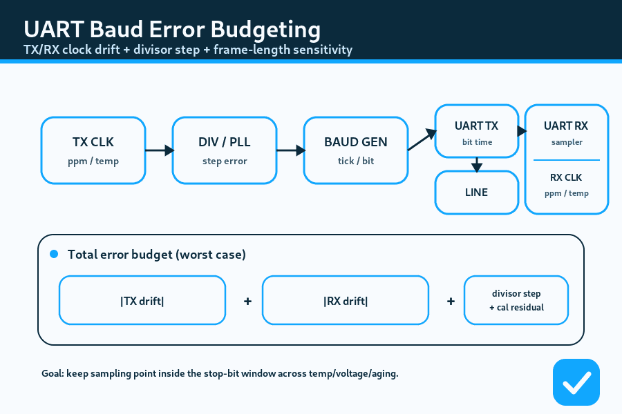 UART Baud Error Budgeting: Clock Drift & Calibration