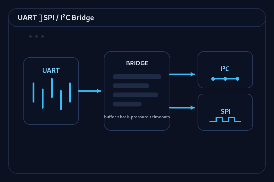 UART to SPI/I2C Bridge: Buffered Remote Debug