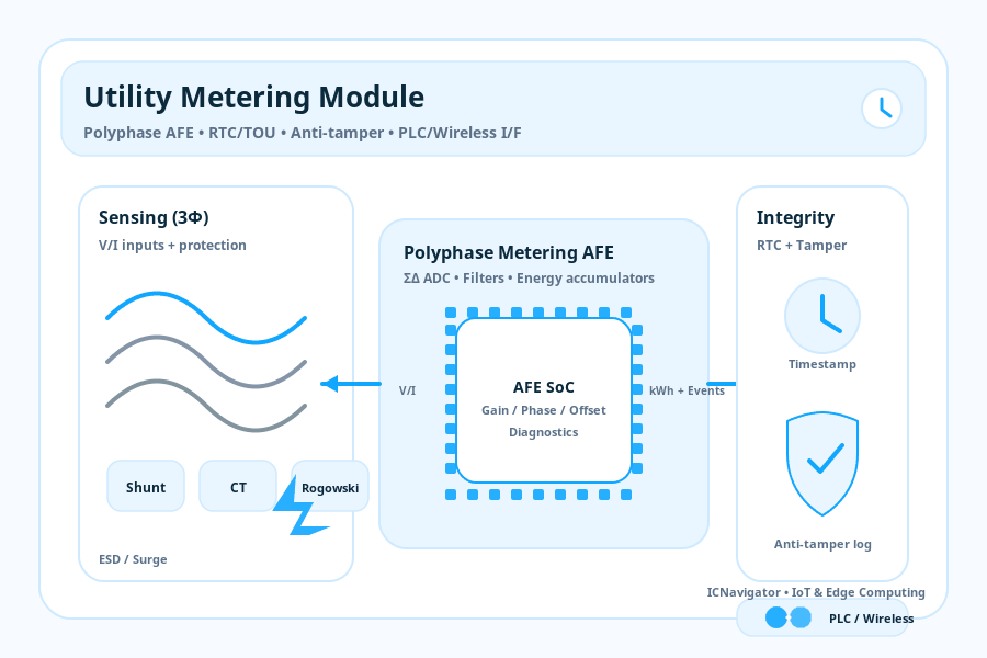 Utility Metering Module: Polyphase AFE, RTC & Tamper
