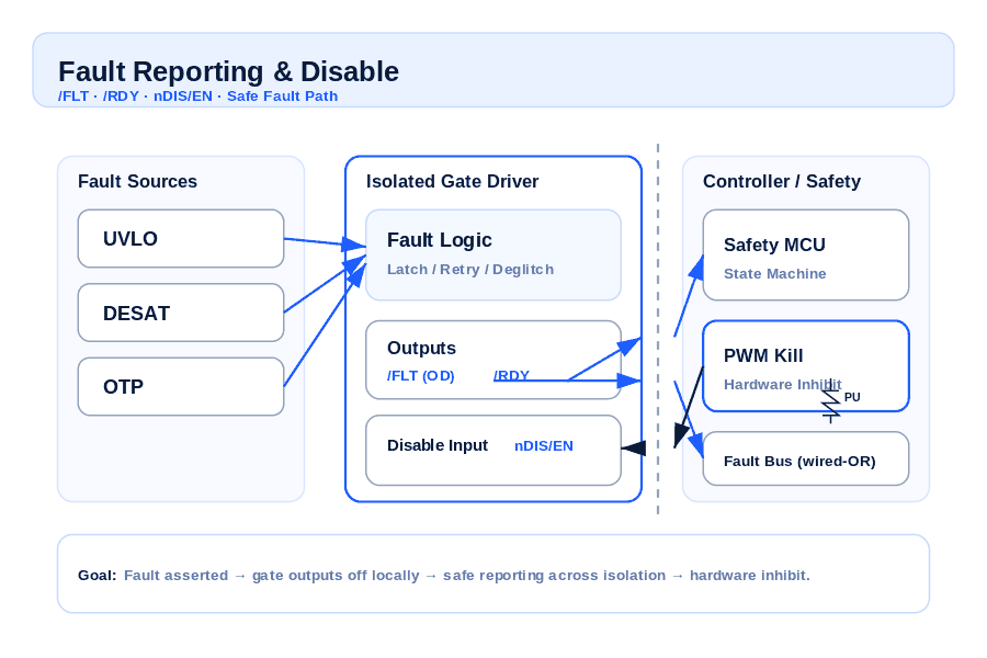 Fault Reporting & Disable for Gate Drivers: /FLT, /RDY, Safe Shutoff